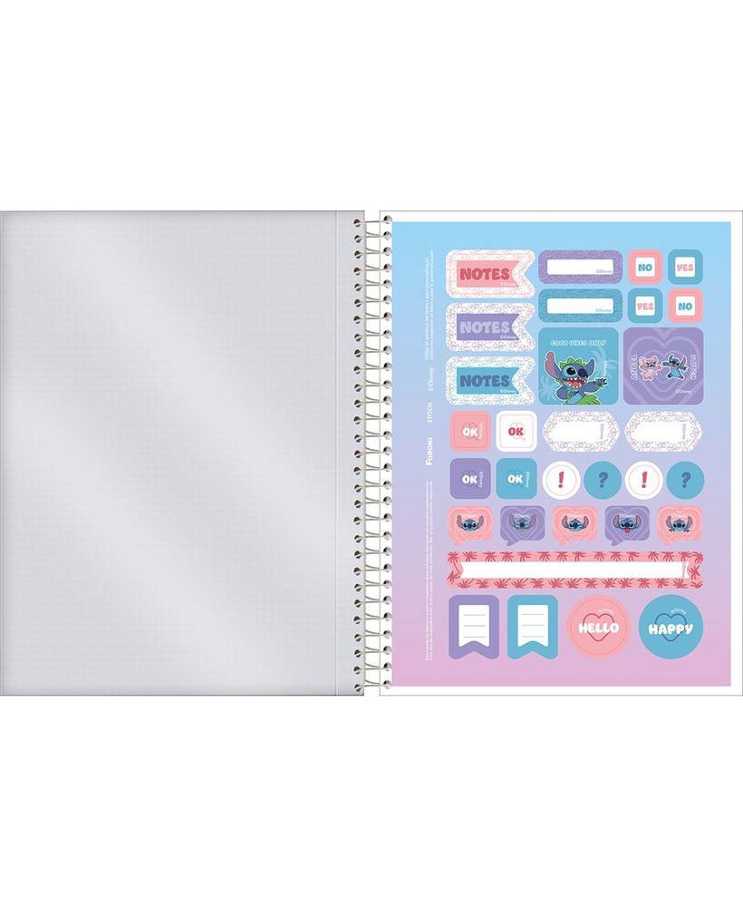 CADERNO COLEGIAL CAPA DURA 1X1 80FLS - STITCH - PCT 4 - FORONI