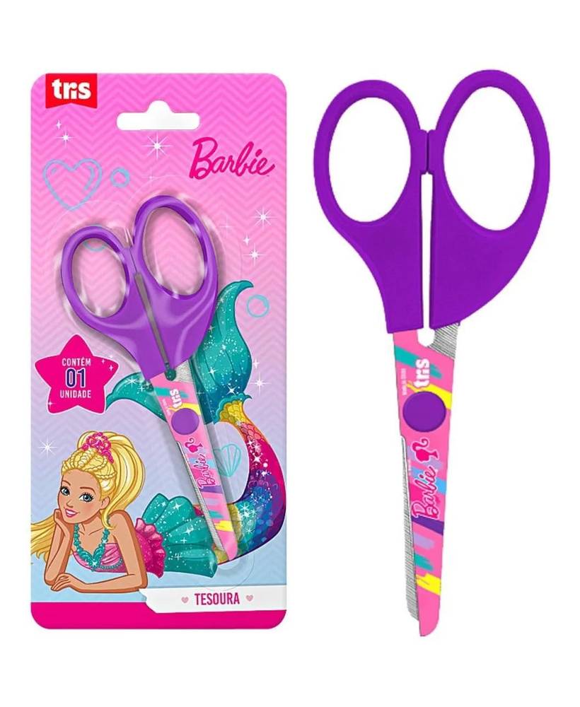 TESOURA ESCOLAR 13CM 683812 - BARBIE - CX 12 - TRIS